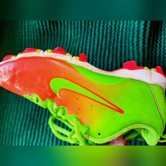 Nike | Shoes | Nike Bright Orange And Neon Green Cleats 25y | Poshmark